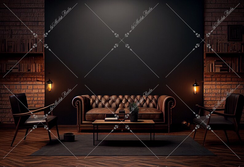 Dark Study Mockup Concepts 9x VOL3 | Dark Study | Empty Wall Mockup ...
