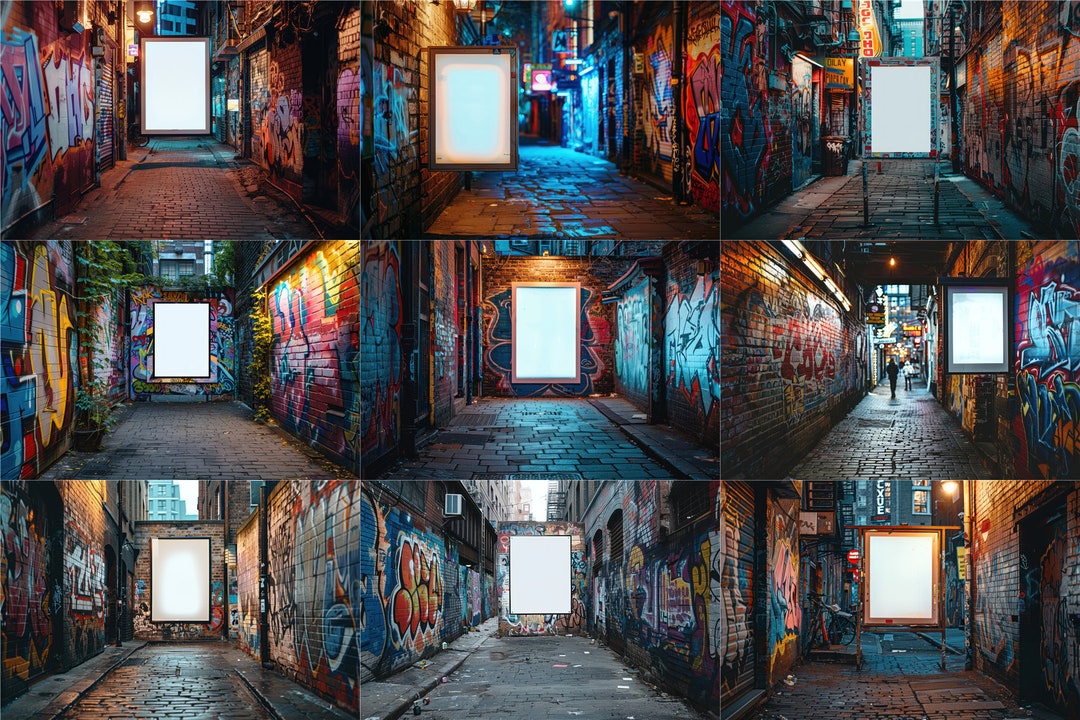 Urban Street Scene, Alley Backdrop, Mockup Bundle Set, Brick Mockup ...