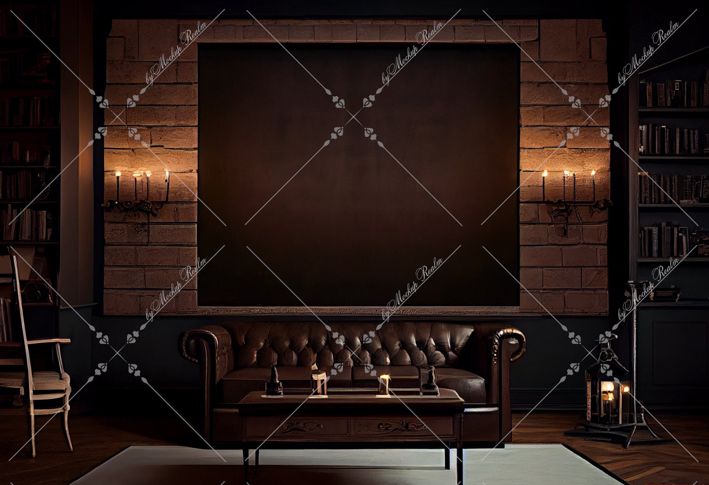Dark Study Mockup Concepts 9x VOL3 | Dark Study | Empty Wall Mockup ...