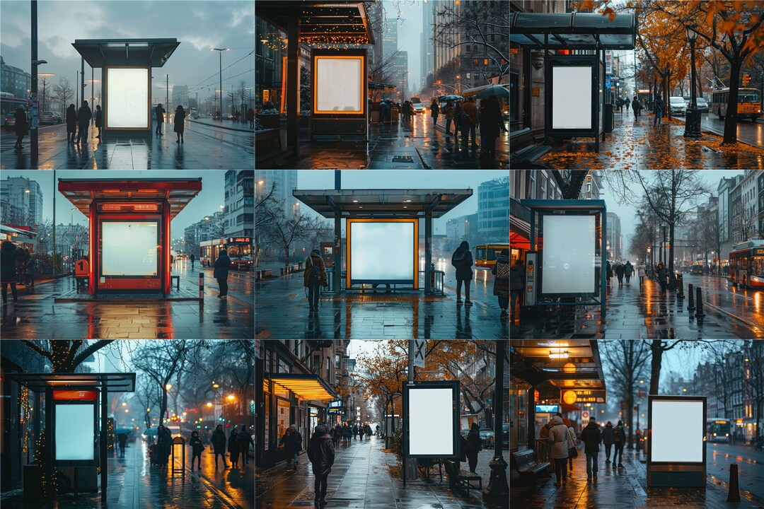 Rainy Day Poster, City Backdrops, Mockup Bundle Set, Ai Mockup, Digital ...