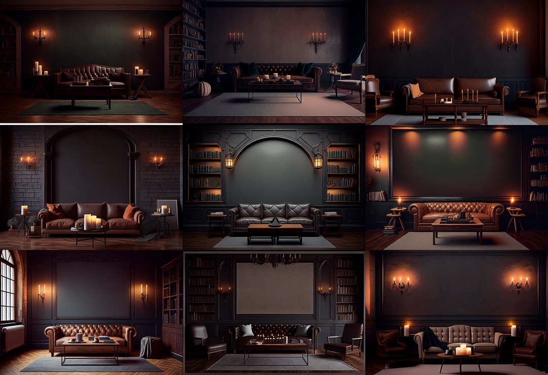 Dark Study Mockup Concepts 9x VOL2 | Dark Study | Empty Wall Mockup ...
