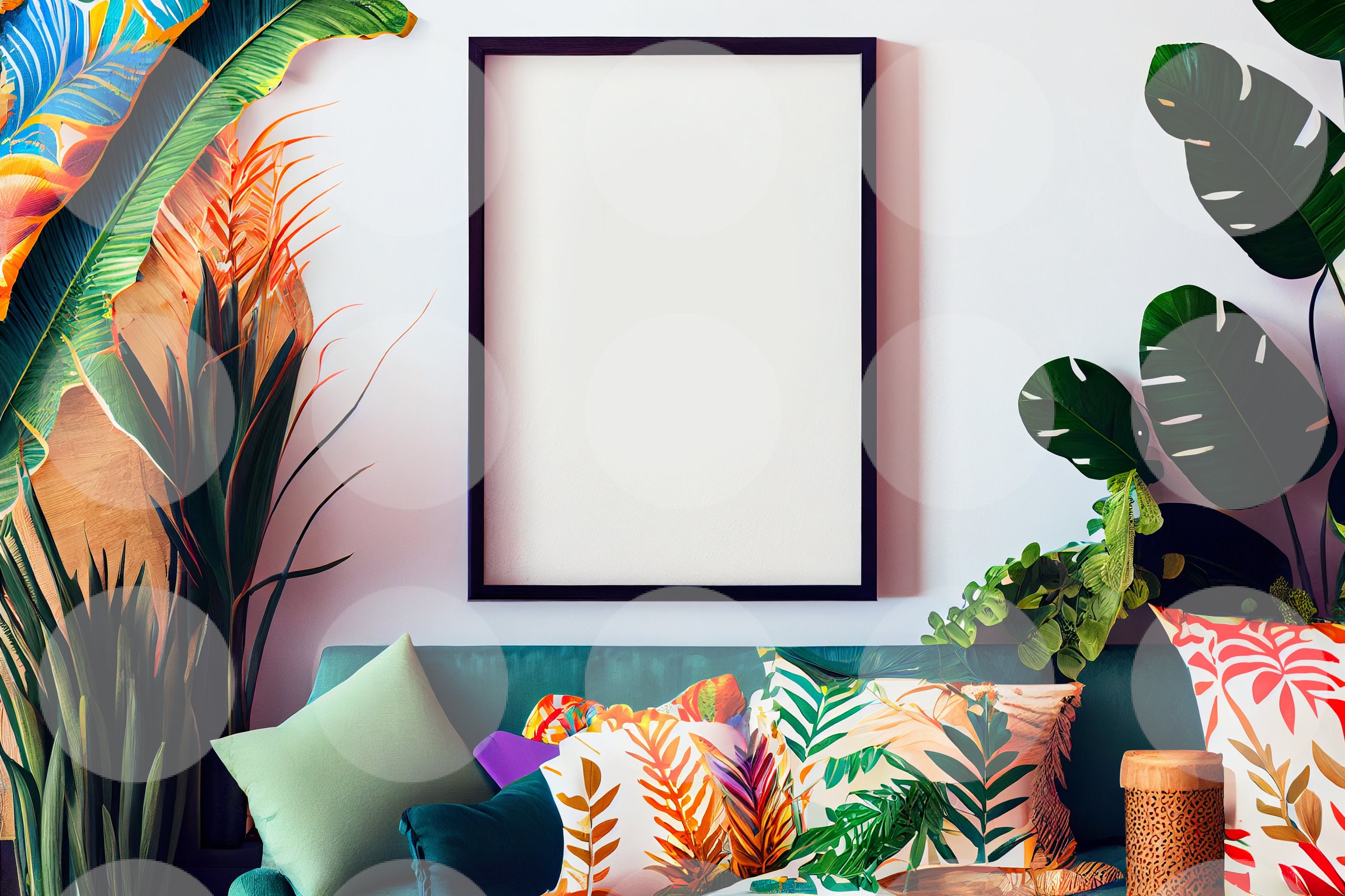9 Colorful Boho Mockups With Plants VOL1 | Empty Frame Bundle | Mockup ...