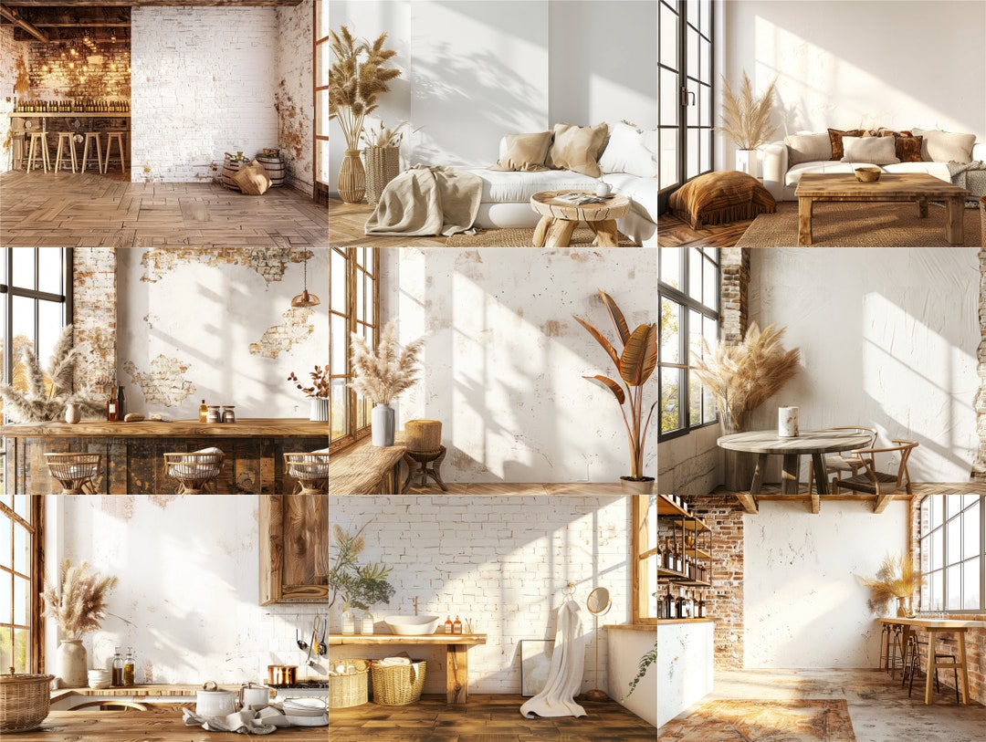 Boho Cottage Mockup, Bare Wall Mockup, Boho Style Mockup, Boho Mockup ...