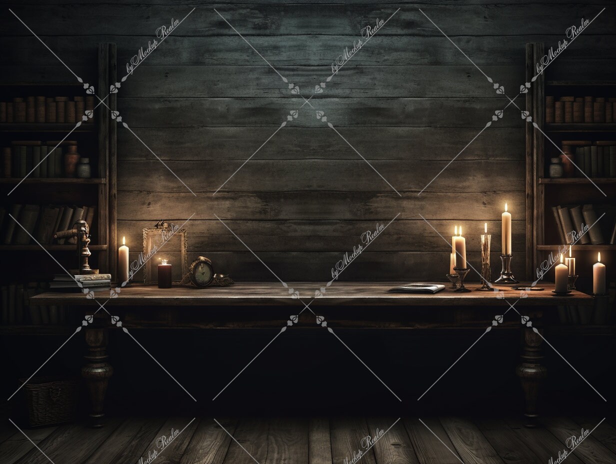9x Dark Study Library Room Bundle | Library Mockup | Frame Art Mockup ...