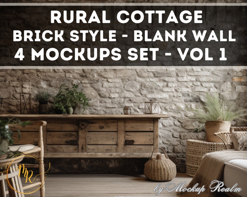 Rural Cottagestyle Brick-wall Mockups | Cottage Core Frameless ...