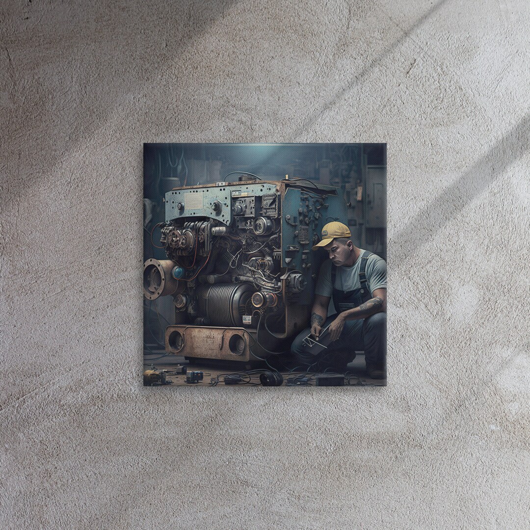 Mechanic's Dream Thin Canvas Print Industrial Style Wall Art for ...