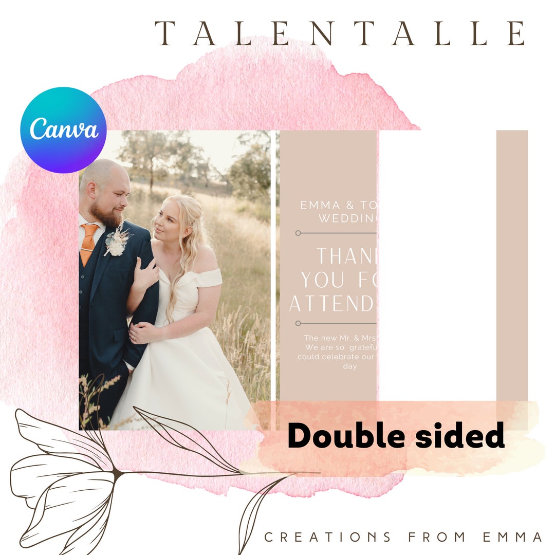 Wedding Thank You Invitation Template DIY Wedding Canva Customisable ...