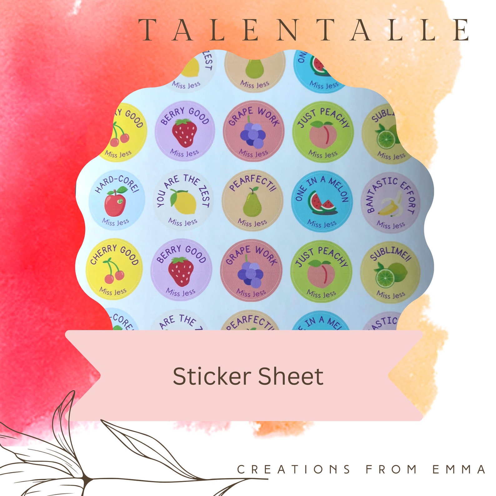 X48 Stickers per Sheet GREAT WORK TEACHER Teacher Rewards, Tutor ...