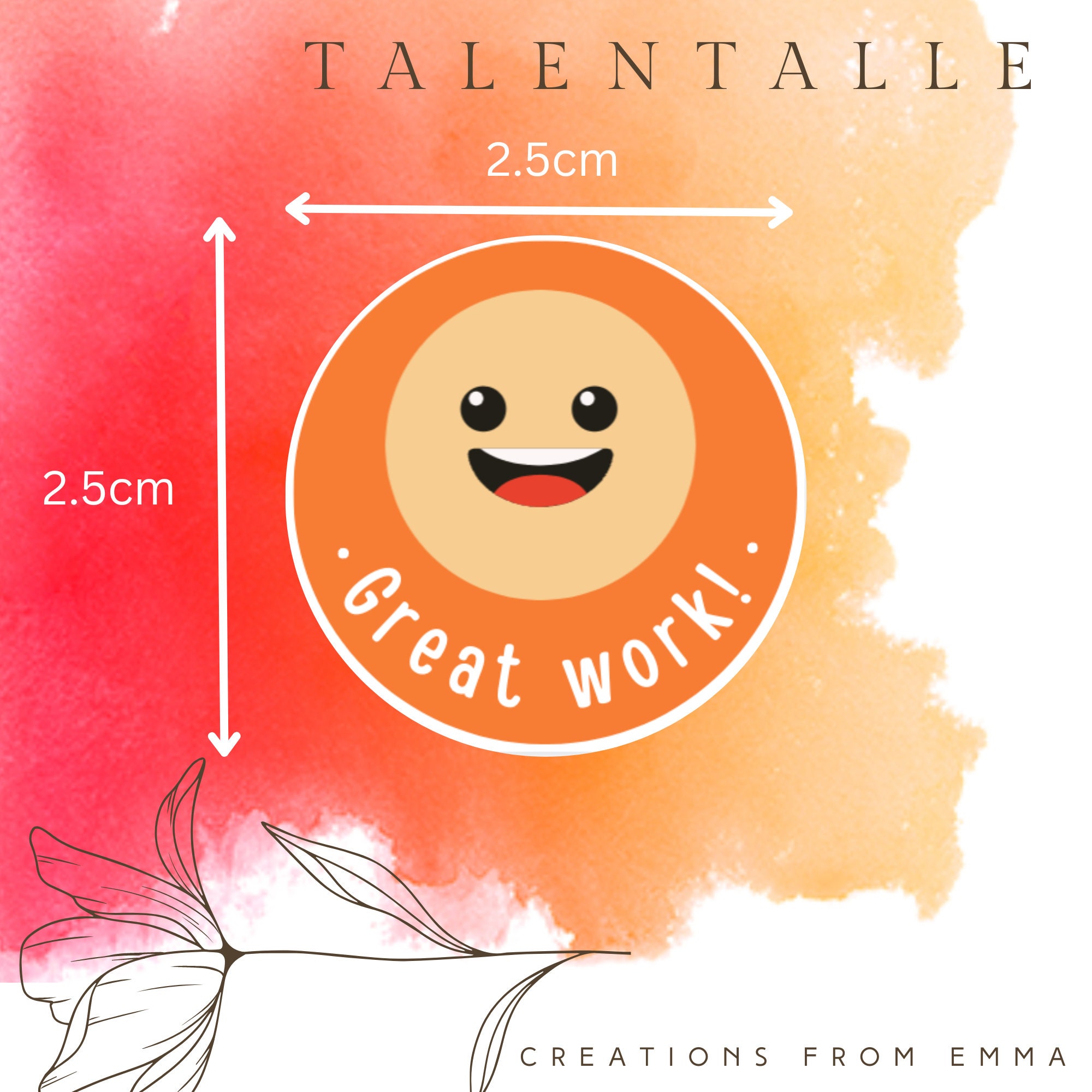 X48 Stickers per Sheet GREAT WORK TEACHER Teacher Rewards, Tutor ...