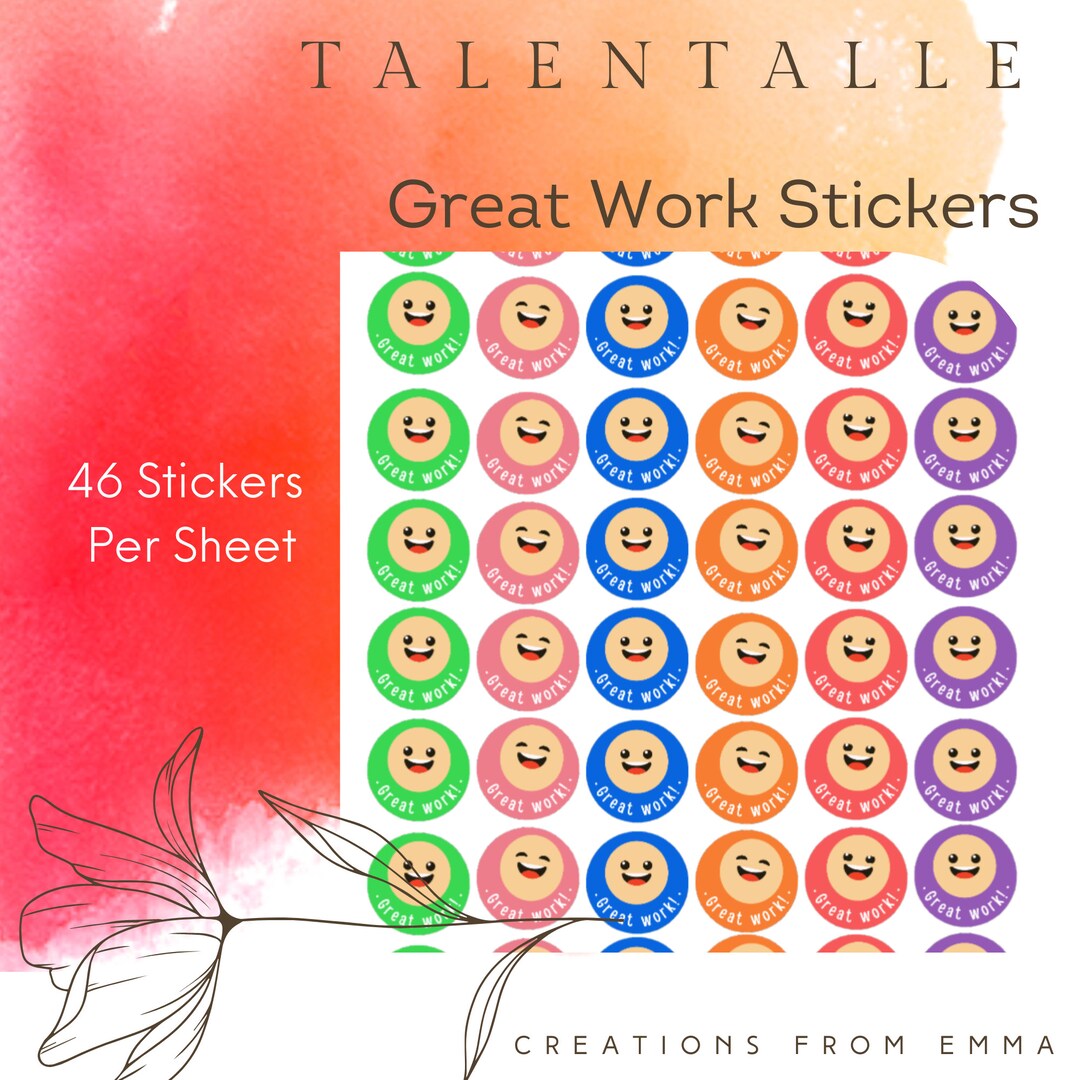 X48 Stickers per Sheet GREAT WORK TEACHER Teacher Rewards - Etsy
