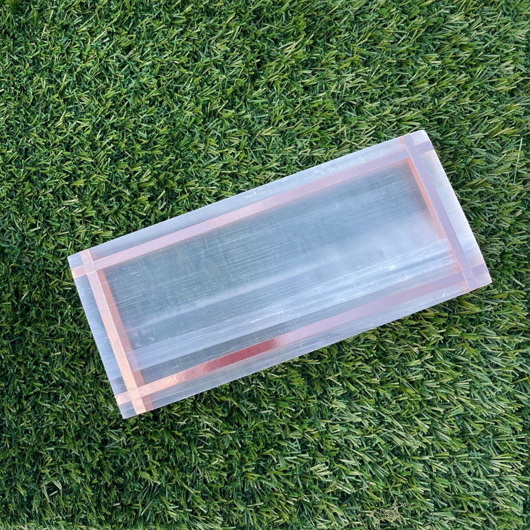 Copper-infused Selenite Charging Plate: Crystal Cleansing Decor (8"x3.5 ...