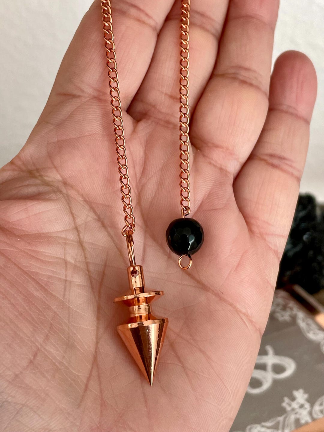 Onyx Crowned Copper Pendulum: Dowsing, Reiki & Root Chakra Healing - Etsy