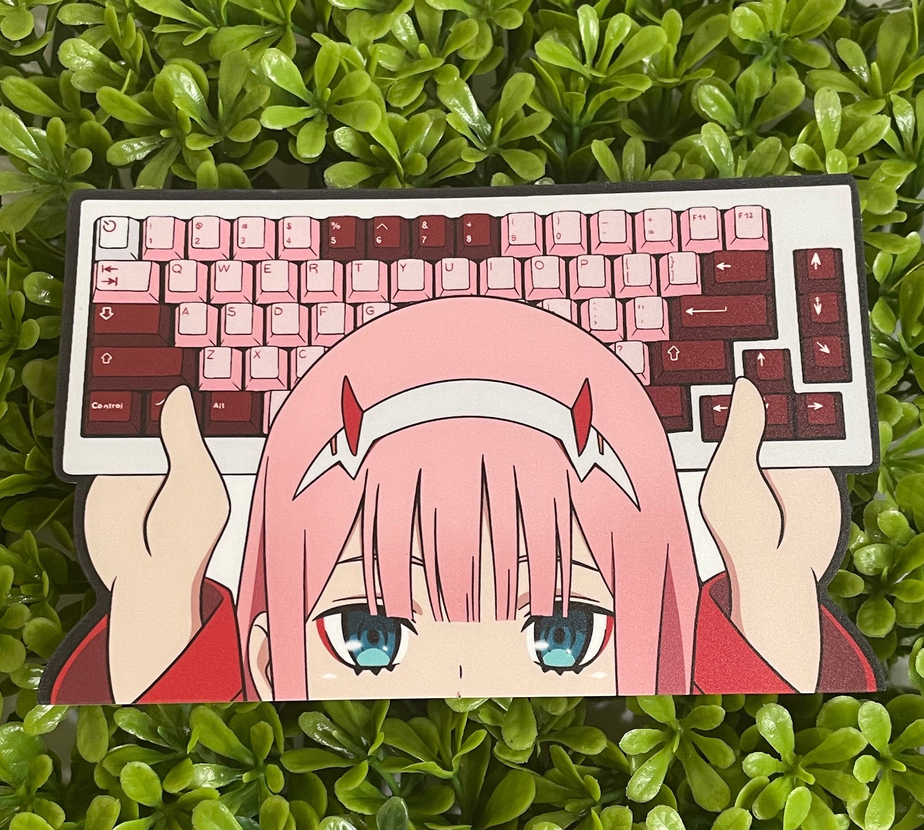 Zero Two X GMK Darling Peeker Keebweeb Sticker - Mechanical Keyboard ...