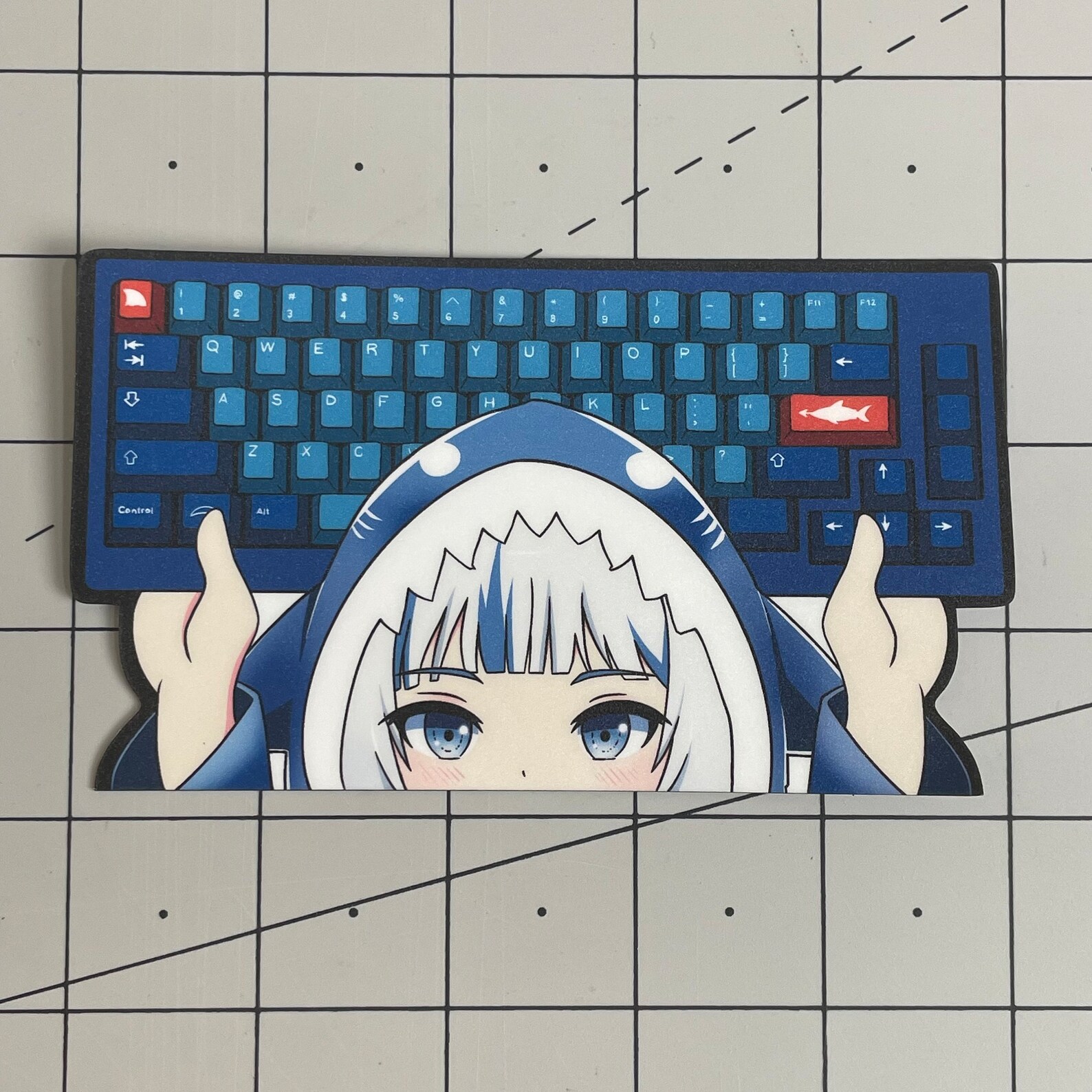 Gawr Gura X GMK Hammerhead Peeker Keebweeb Sticker - Mechanical ...