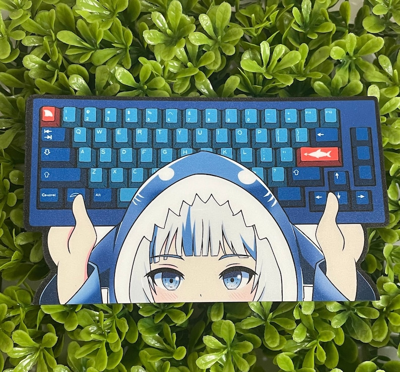 Gawr Gura X GMK Hammerhead Peeker Keebweeb Sticker - Mechanical ...