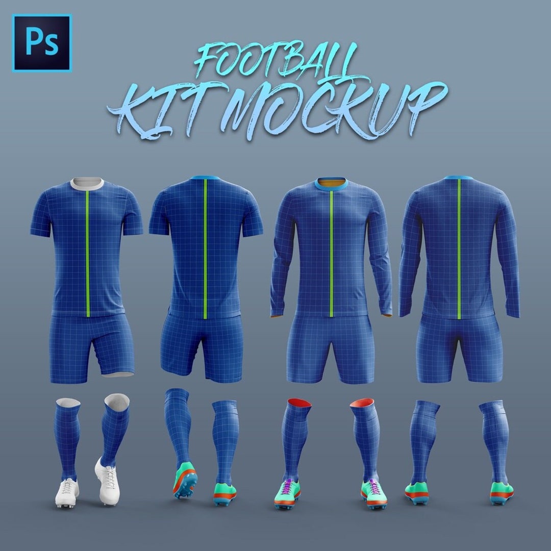 Full Football Kit Mockup (short Sleeve/ Long Sleeve) | Adobe Photoshop ...