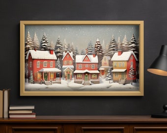 Christmas Folk Art Matte Poster Winter Painting Folk Art Print, Xmas ...