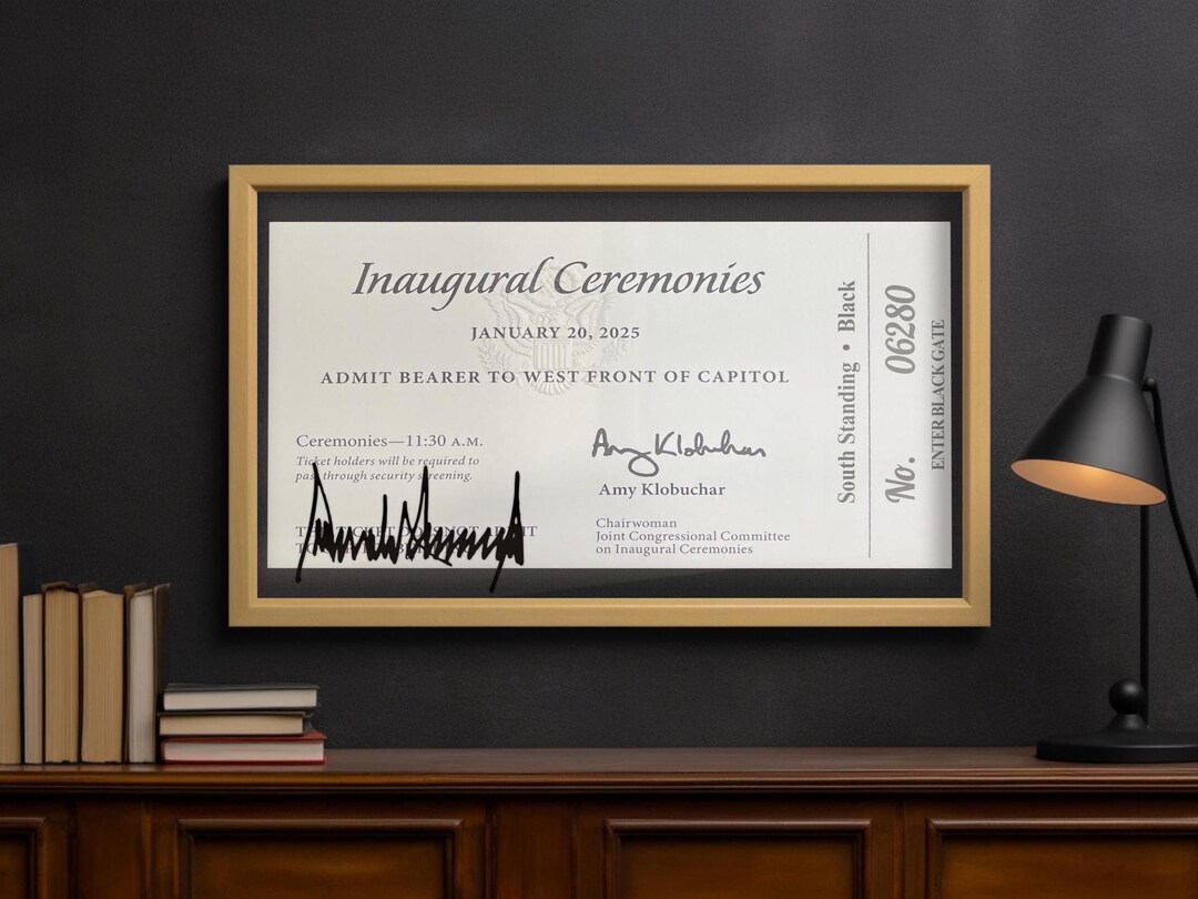 Donald Trump 2025 Inauguration Ticket Art Print | Black Border Replica ...