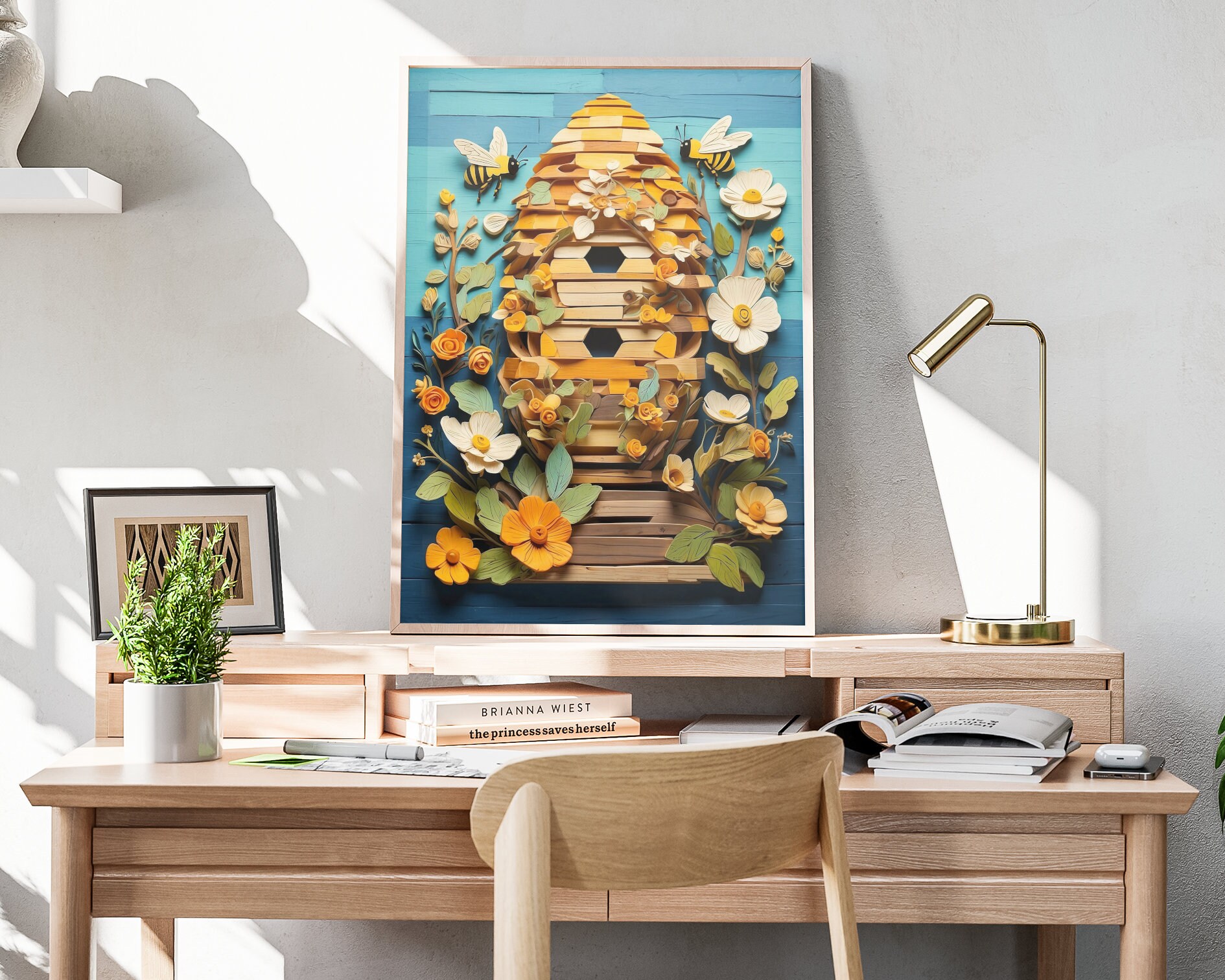 Spring Bees Folk Art Matte Poster Springtime Painting Folk Art Print ...