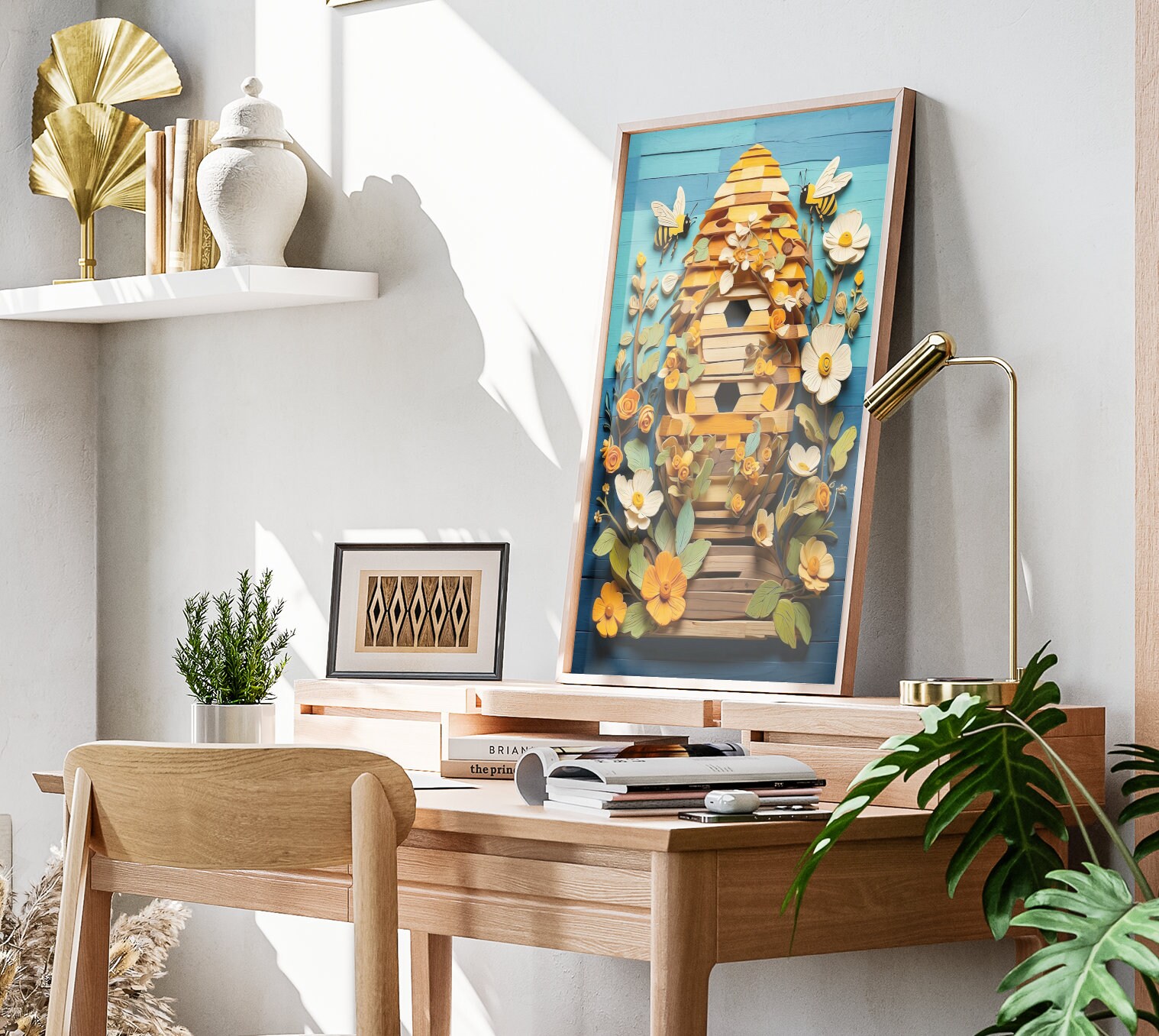 Spring Bees Folk Art Matte Poster Springtime Painting Folk Art Print ...