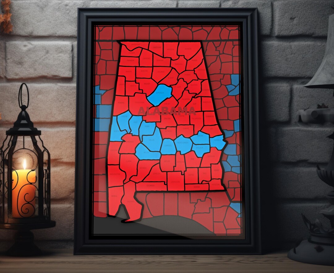 Alabama 2024 Election Map Art Print | MAGA Republican County Poster ...