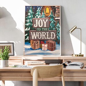 Joy to the World Painterly Art Print Christmas Sign Artwork, Winter ...