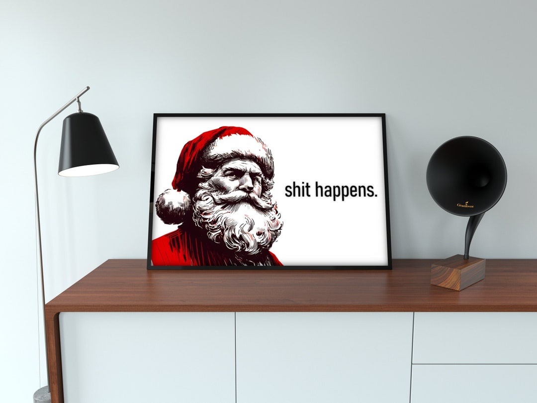 Santa Claus Bathroom Christmas Matte Poster | Funny Art Print for ...