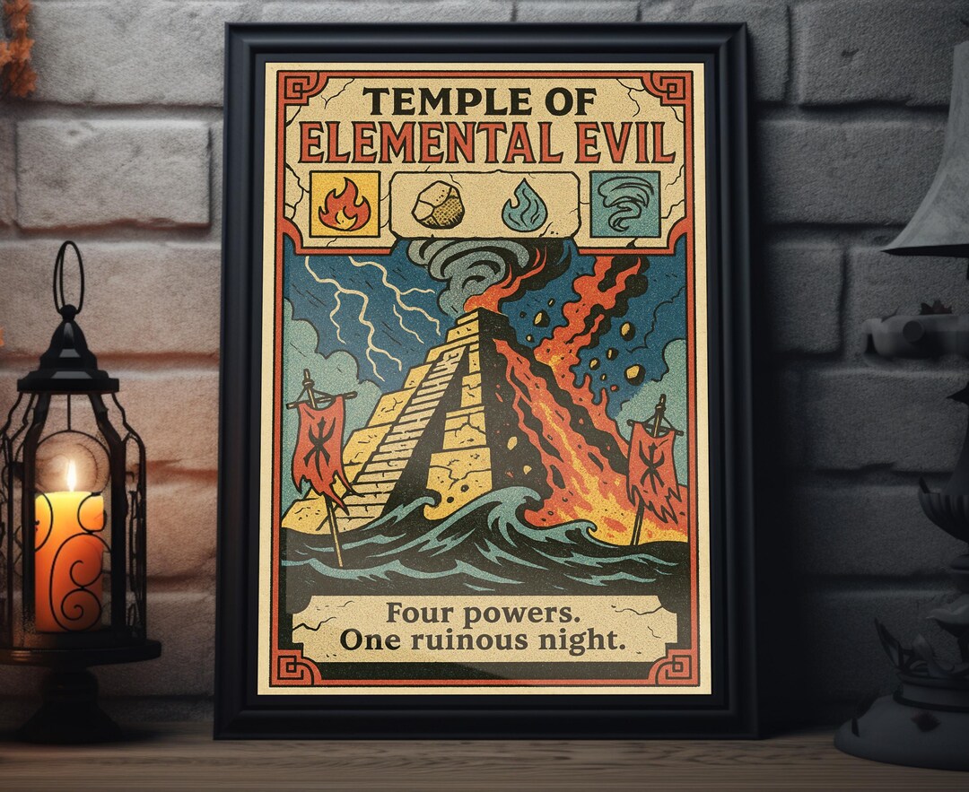 Temple of Elemental Evil Travel Poster Art Print | D&D Dnd Halloween ...