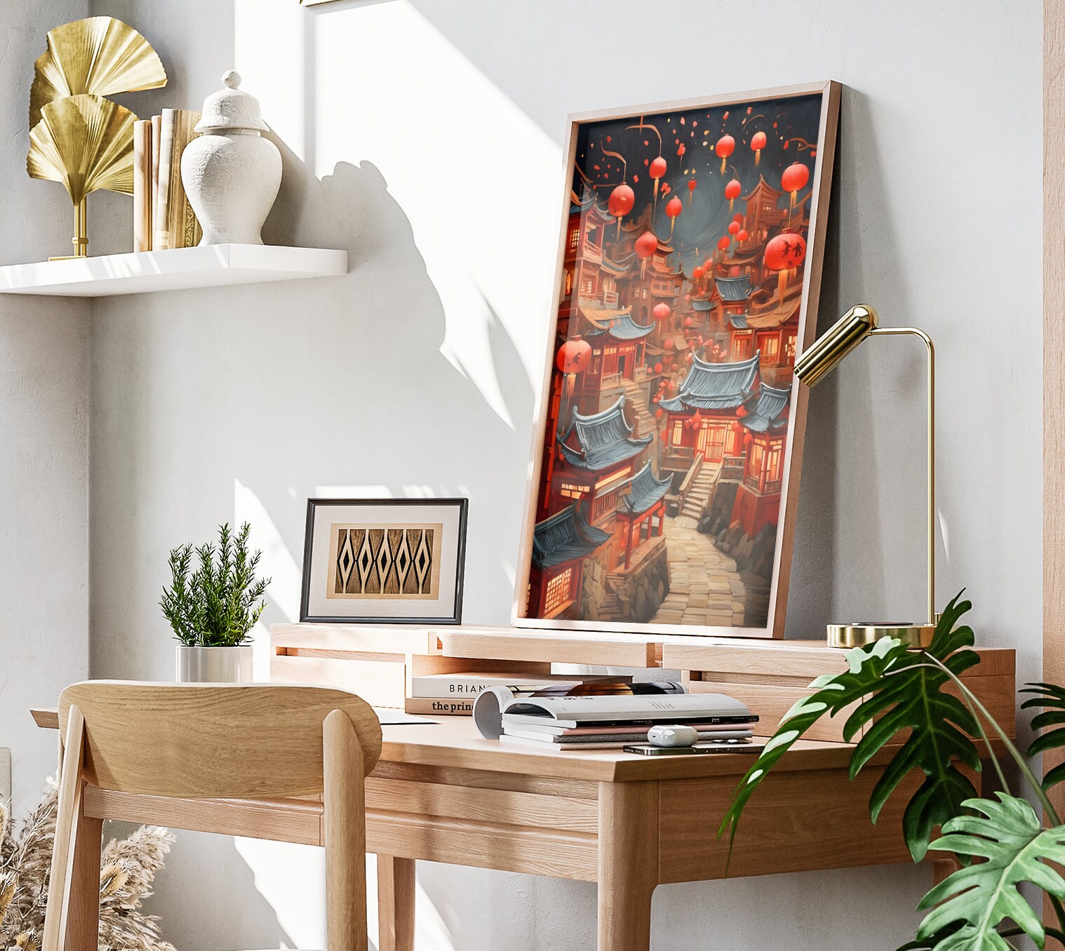 Chinese New Year Lantern Matte Wall Art Lunar New Year Artwork, Year of ...