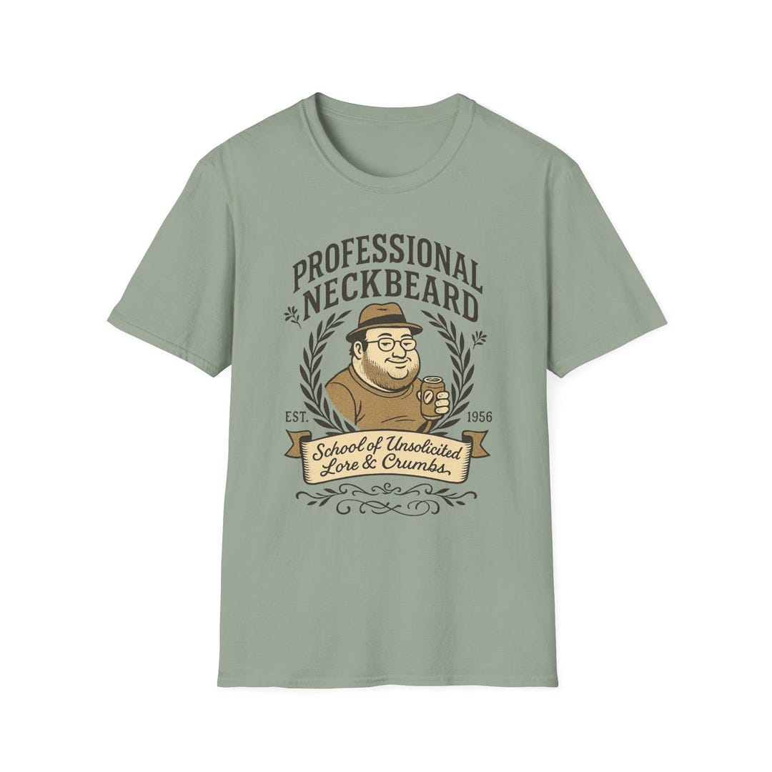 Professional Neckbeard T-shirt | Retro Fedora Cringe Lore Dump Tee ...