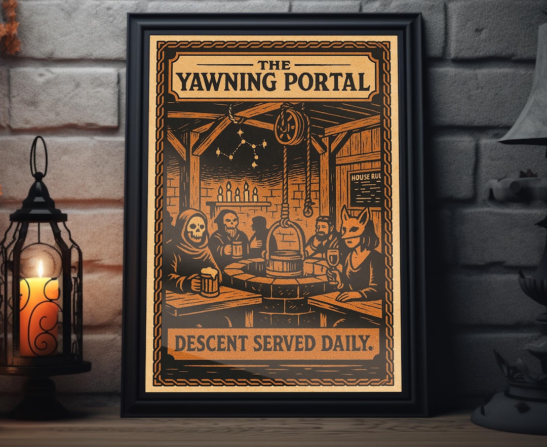 The Yawning Portal Travel Art Print | D&D Dnd Halloween Artwork, Tavern ...