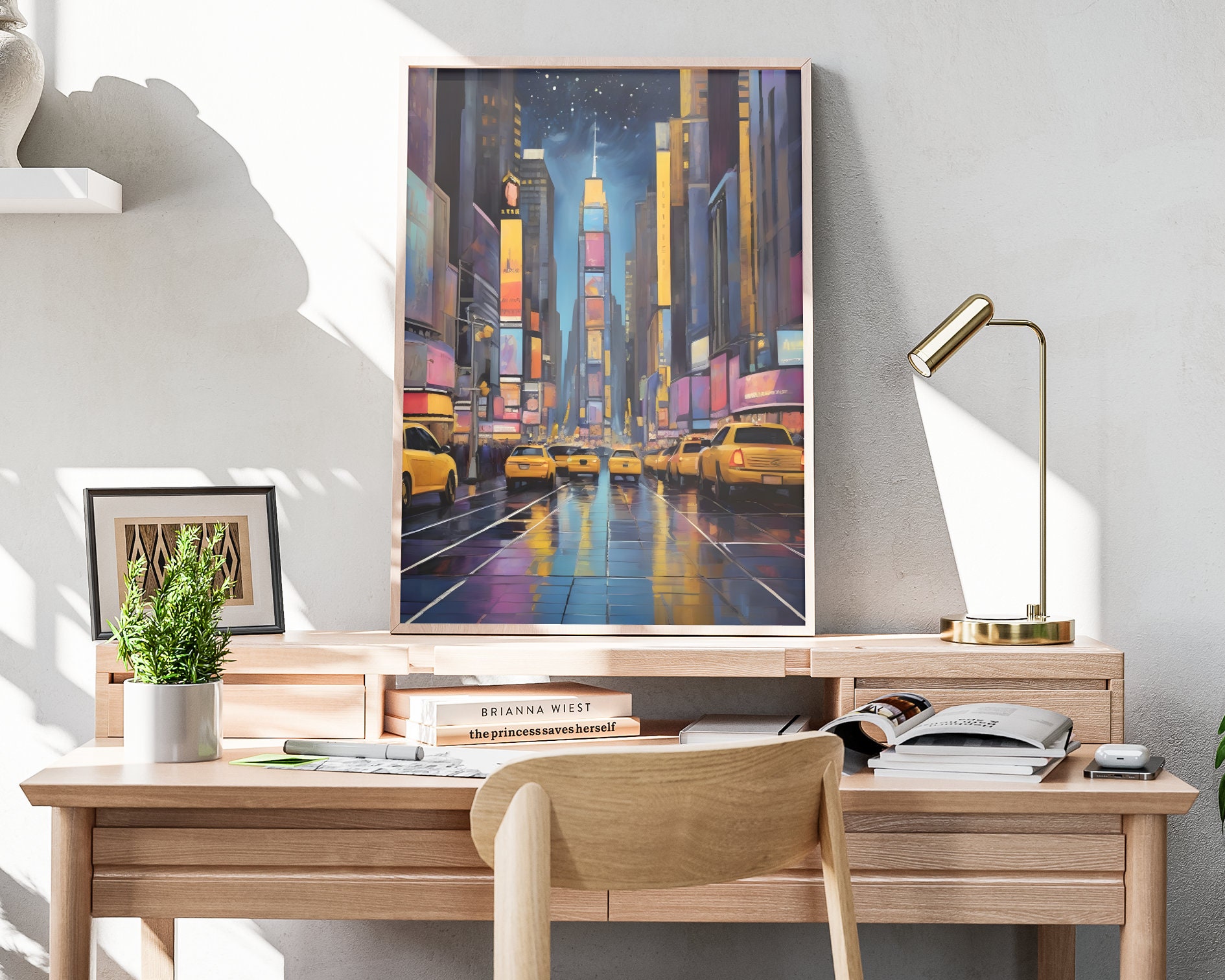 New York Starry Night Matte Wall Art New York City Artwork, Times ...