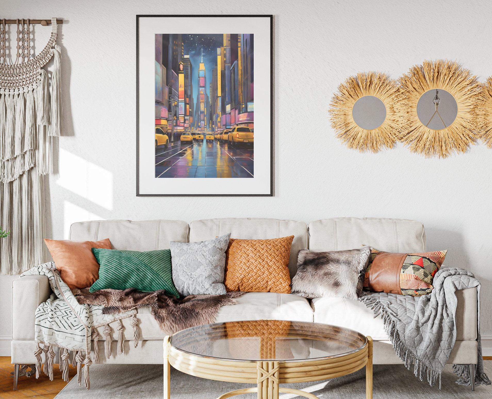 New York Starry Night Matte Wall Art New York City Artwork, Times ...