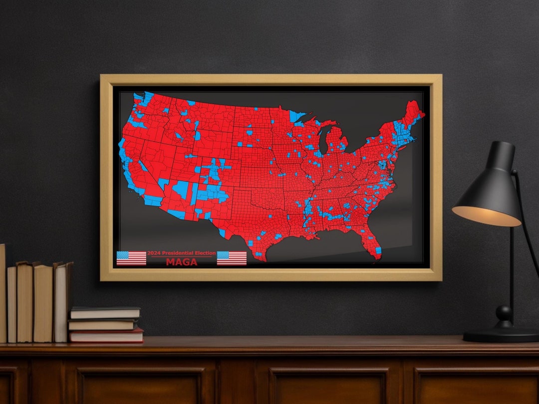 MAGA Trump 2024 County Map Art Print | Republican 2024 Election Poster ...