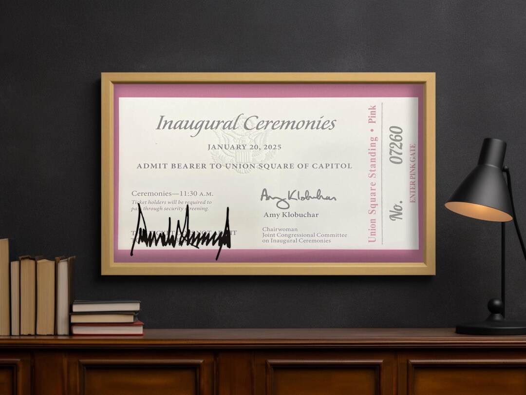 Donald Trump 2025 Inauguration Ticket Art Print | Pink Border Replica ...