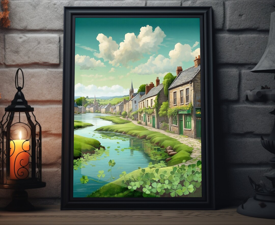 Saint Patrick's Day Folk Art Matte Poster | Ireland Lakeview Wall Art ...