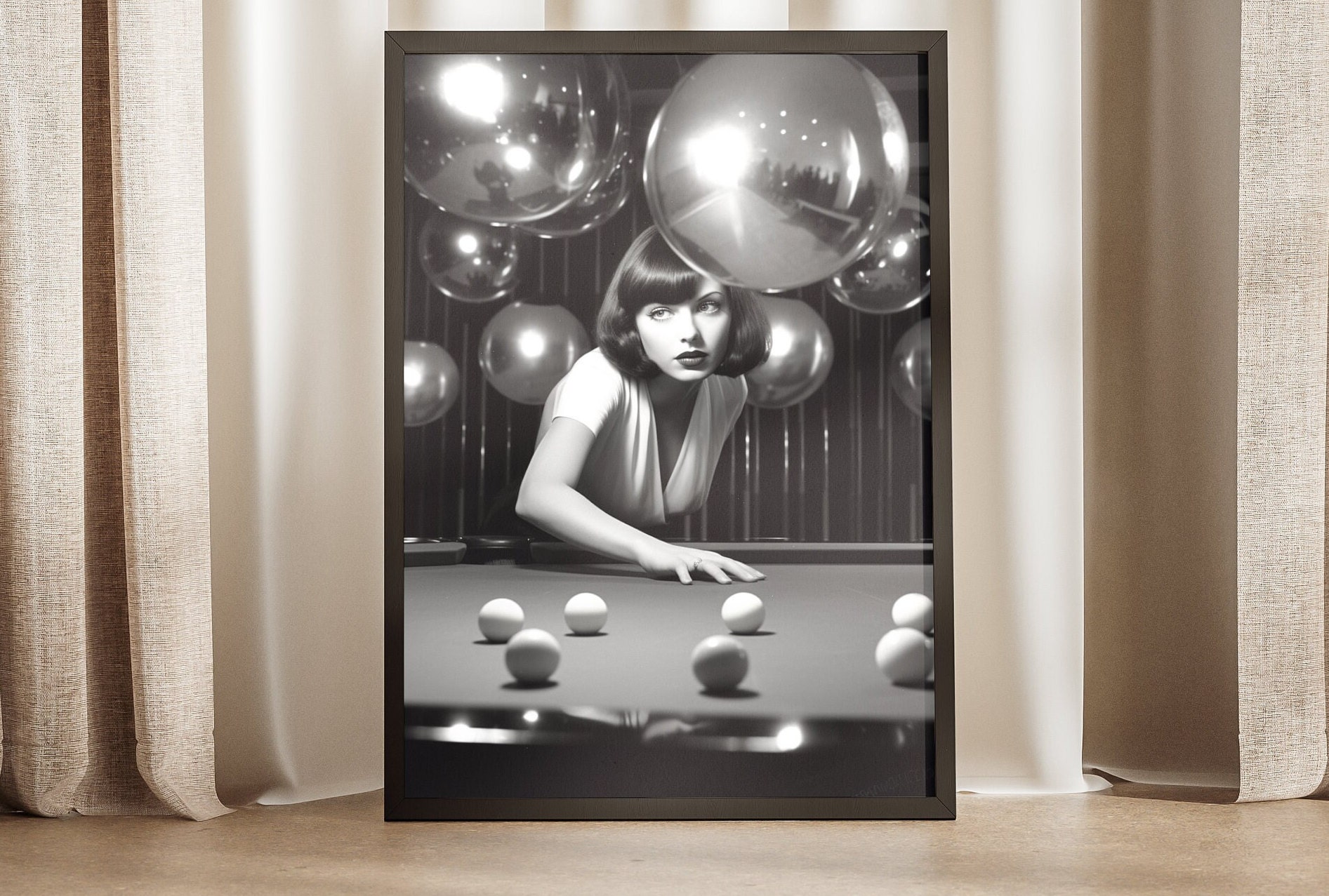 Disco Pool Room Wall Art 70s Art Poster Billiards Wall - Etsy