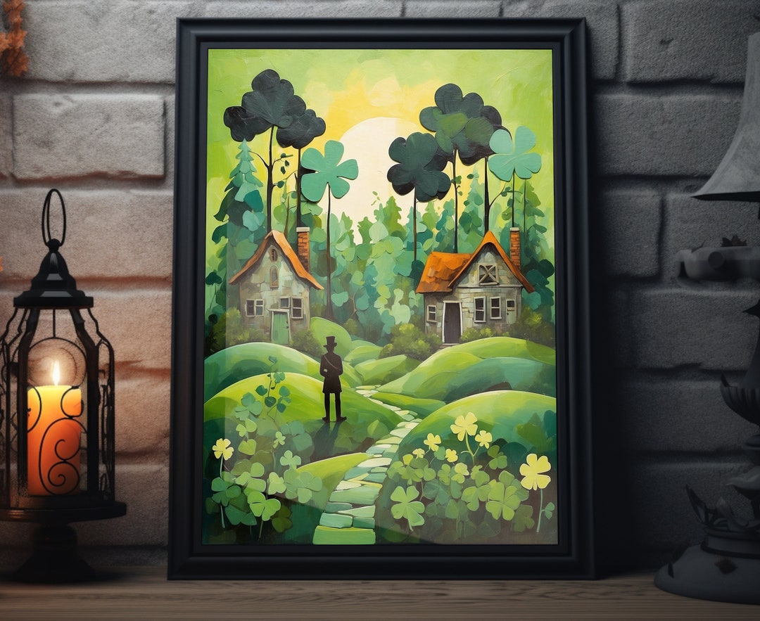 Saint Patrick's Day Folk Art Matte Poster | Irish Home W/ Shamrock Wall ...