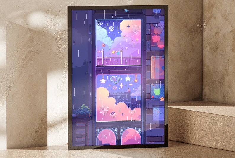 Retro 8bit Video Game Window Poster Pixelated Art Print - Etsy