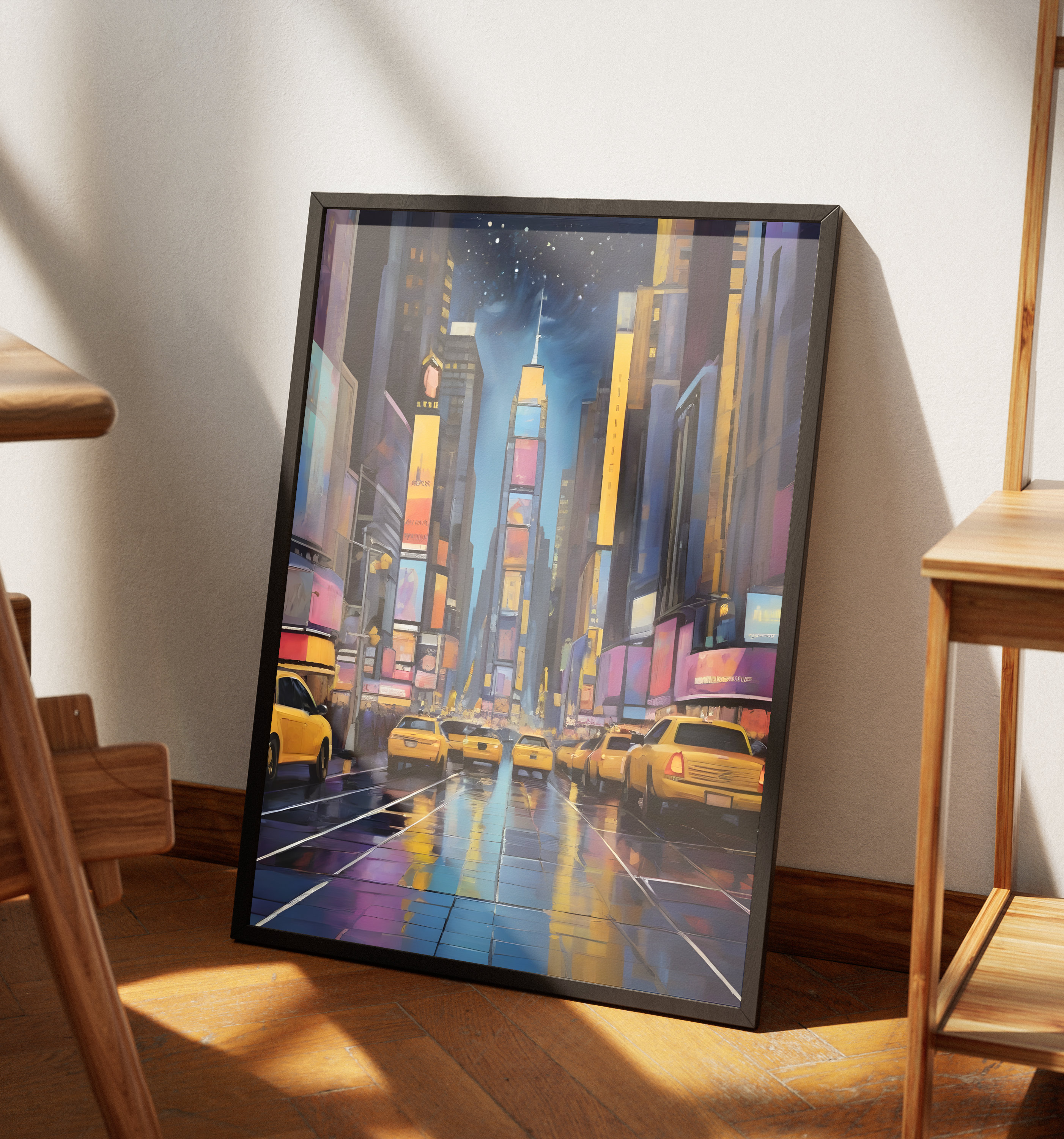 New York Starry Night Matte Wall Art New York City Artwork, Times ...