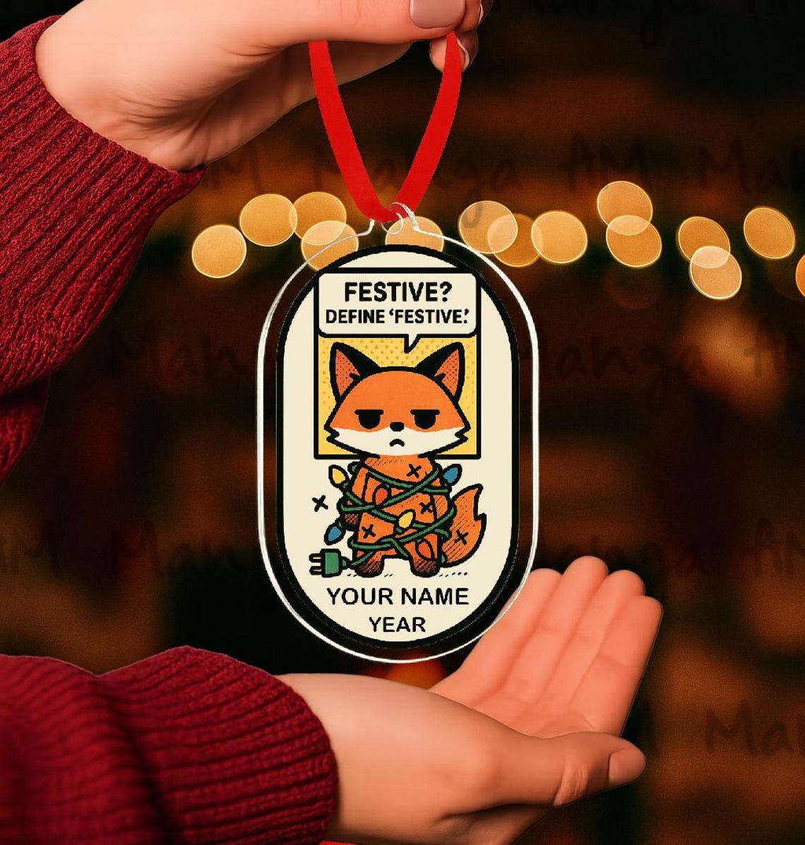 Fox Lights Custom Christmas Acrylic Ornament - Etsy