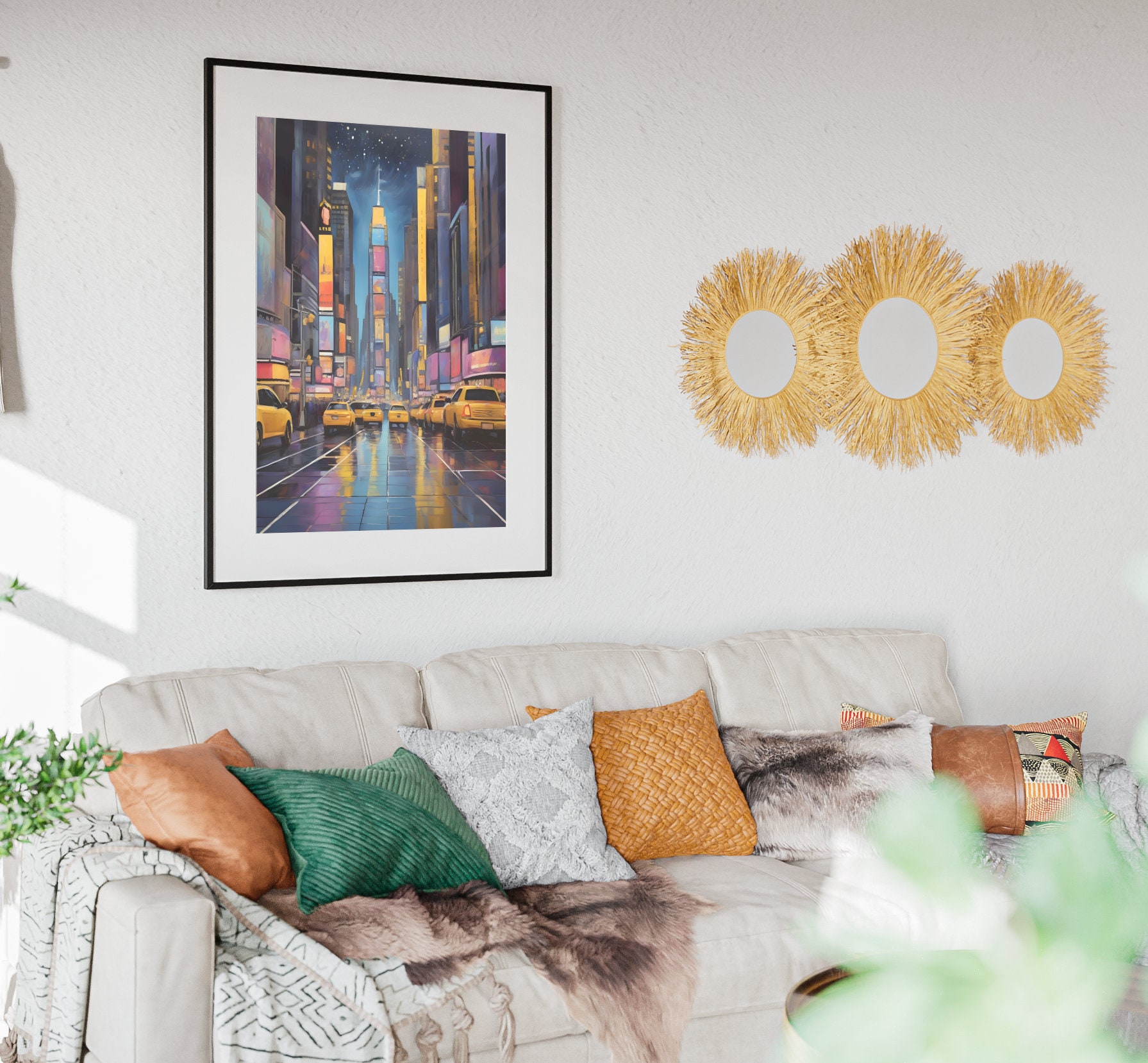 New York Starry Night Matte Wall Art New York City Artwork, Times ...