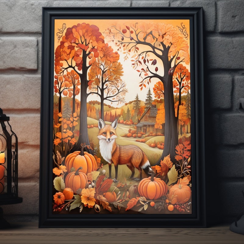 Fall Fox Print - Etsy