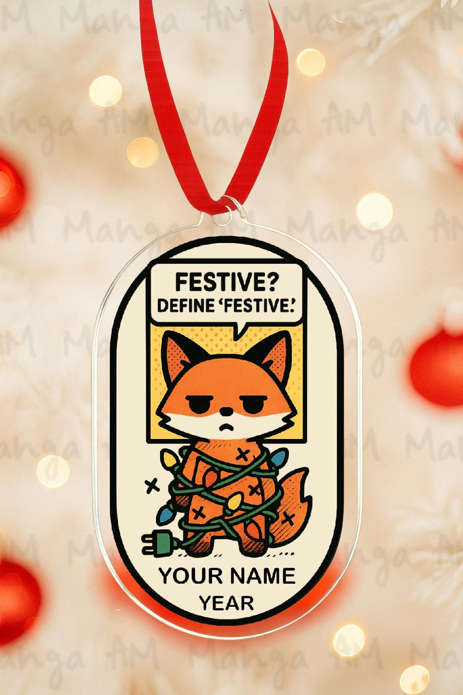 Fox Lights Custom Christmas Acrylic Ornament - Etsy