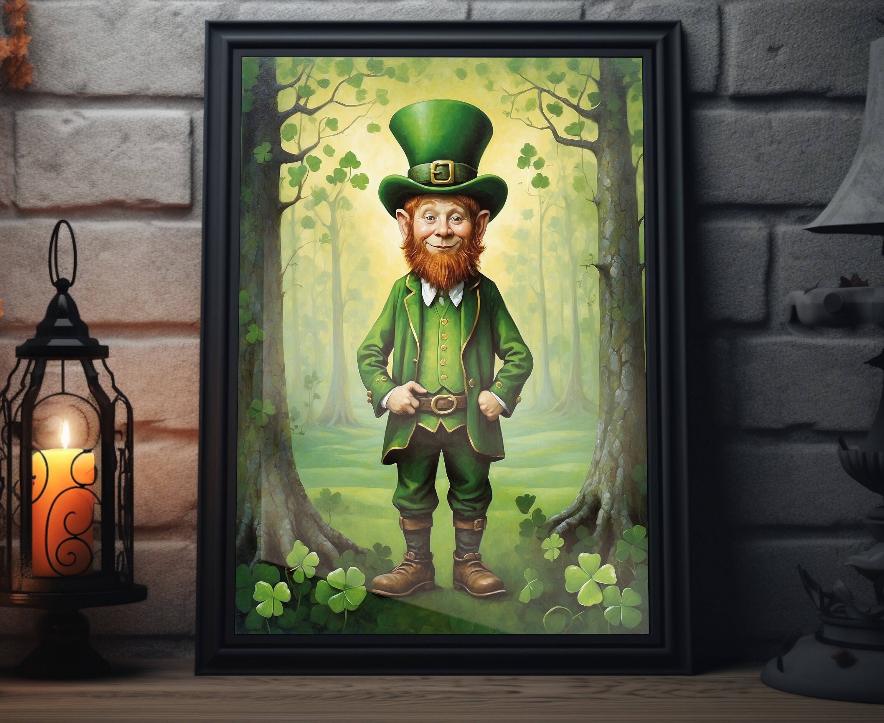 Saint Patrick's Day Folk Art Matte Poster Leprechaun Shamrock Wall Art ...