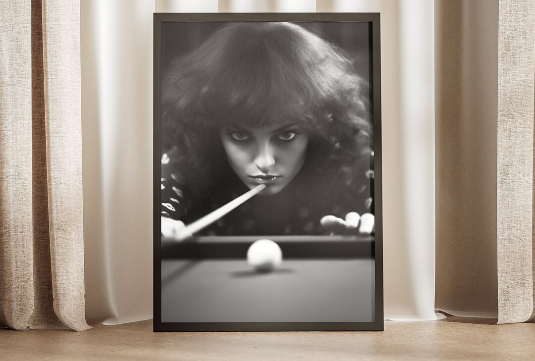 70s Retro Pool Table Poster Disco Art Print, Billiards Wall Decor ...