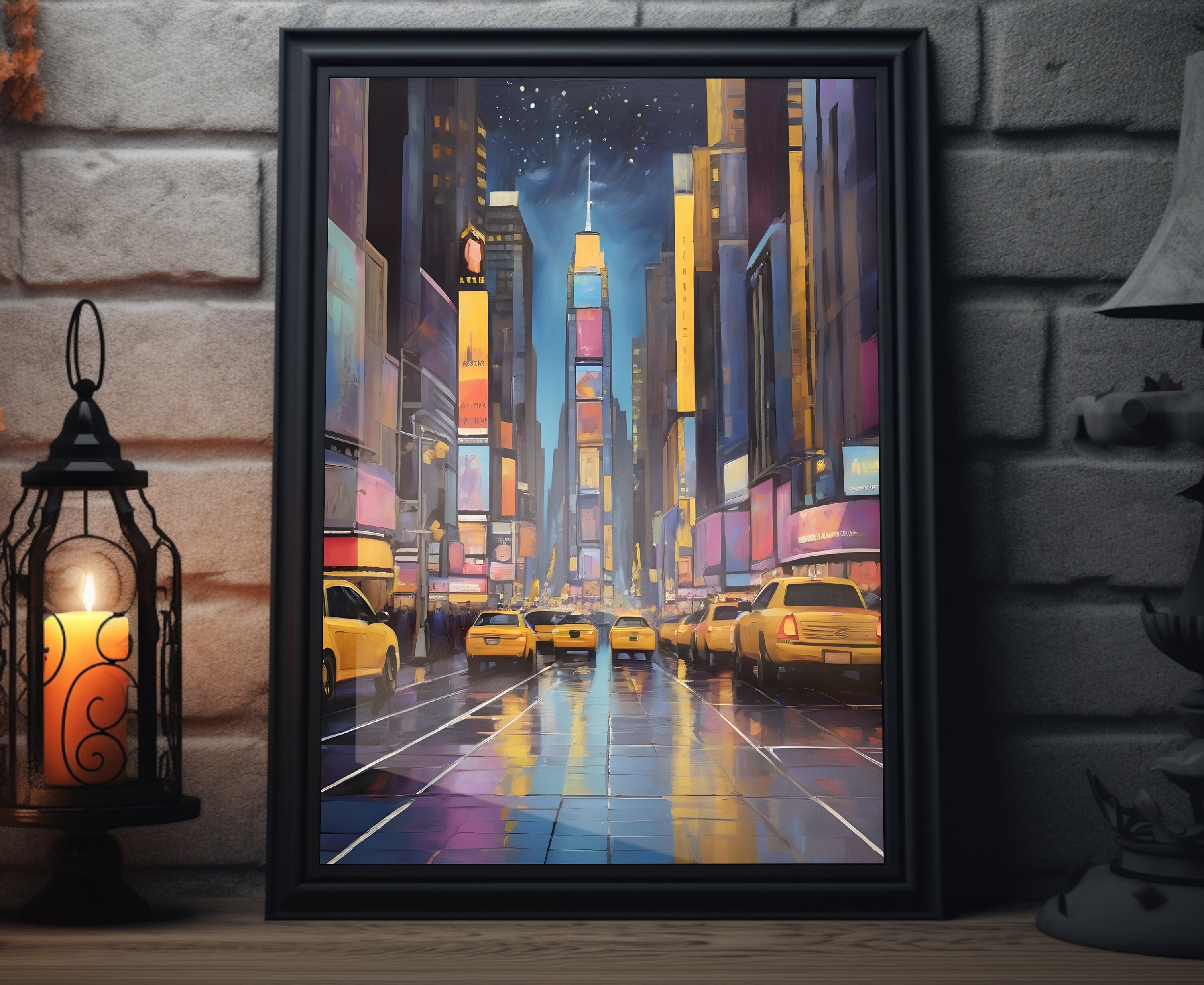 New York Starry Night Matte Wall Art New York City Artwork, Times ...