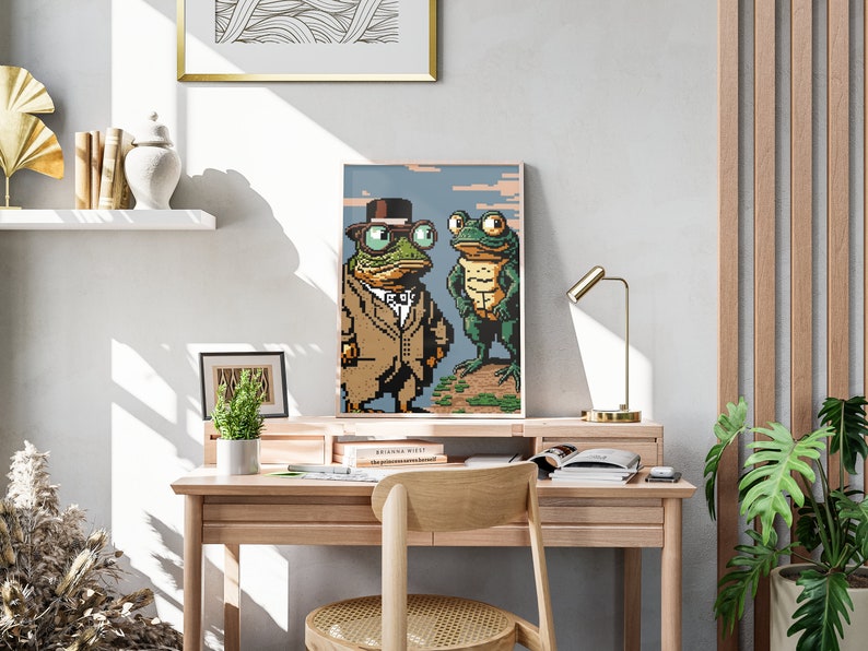Eclectic Wall Art: 8bit Frog and Toad Portrait Pixel Animal - Etsy