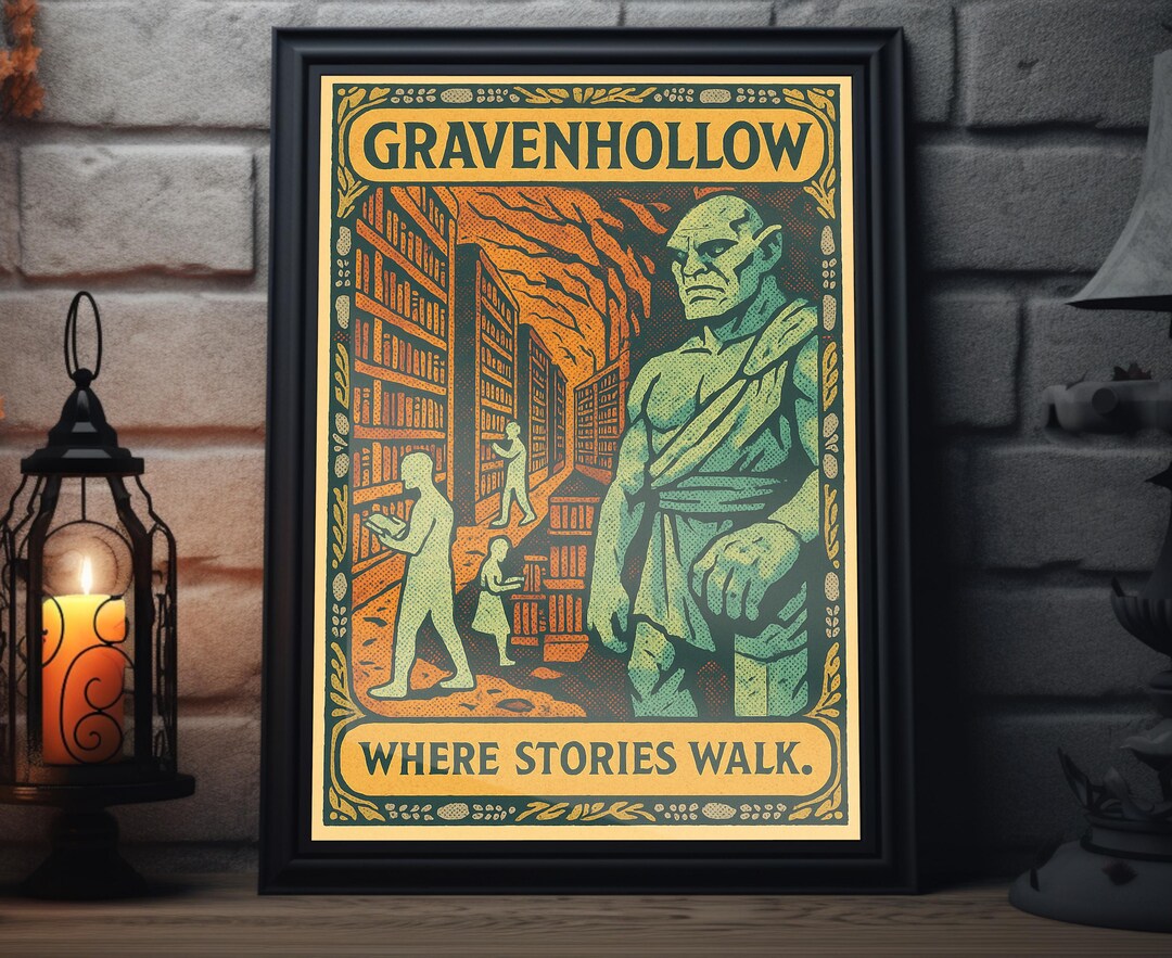 Gravenhollow Stone Giant Library Art Print | D&D Dnd Halloween Wall Art ...