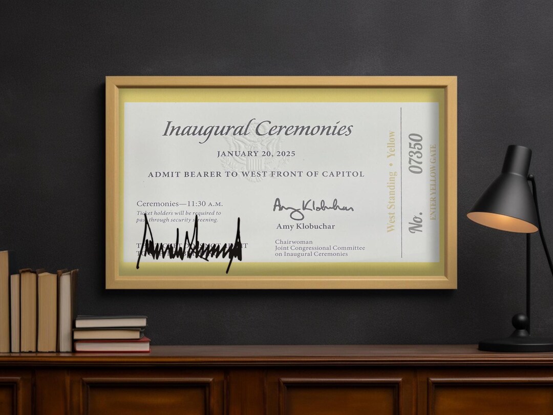Donald Trump 2025 Inauguration Ticket Art Print | Yellow Border Replica ...